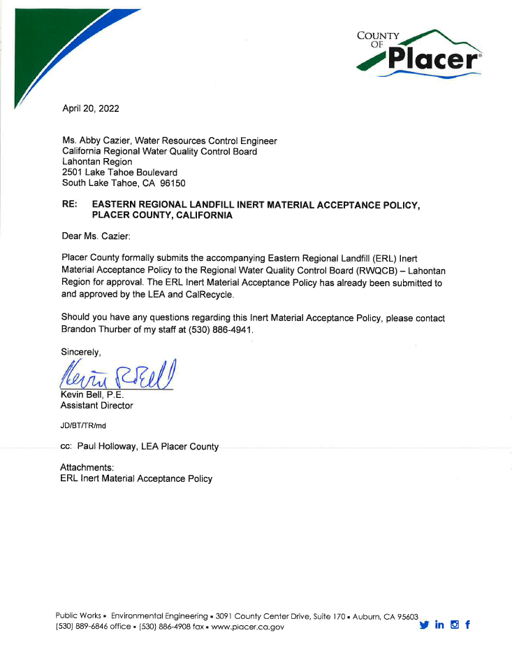 Soil Acceptance Policy - Tahoe Truckee Sierra Disposal